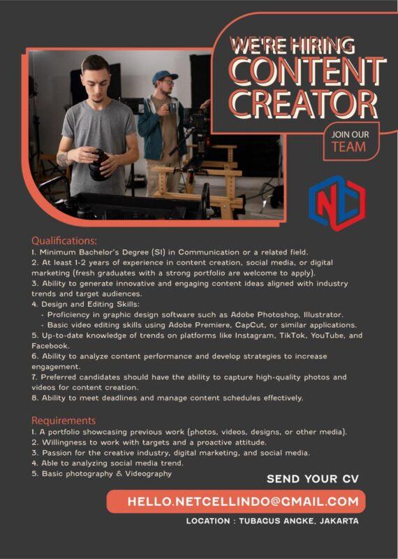 Lowongan Kerja Content Creator - Digital Marketing - Videographer di ...