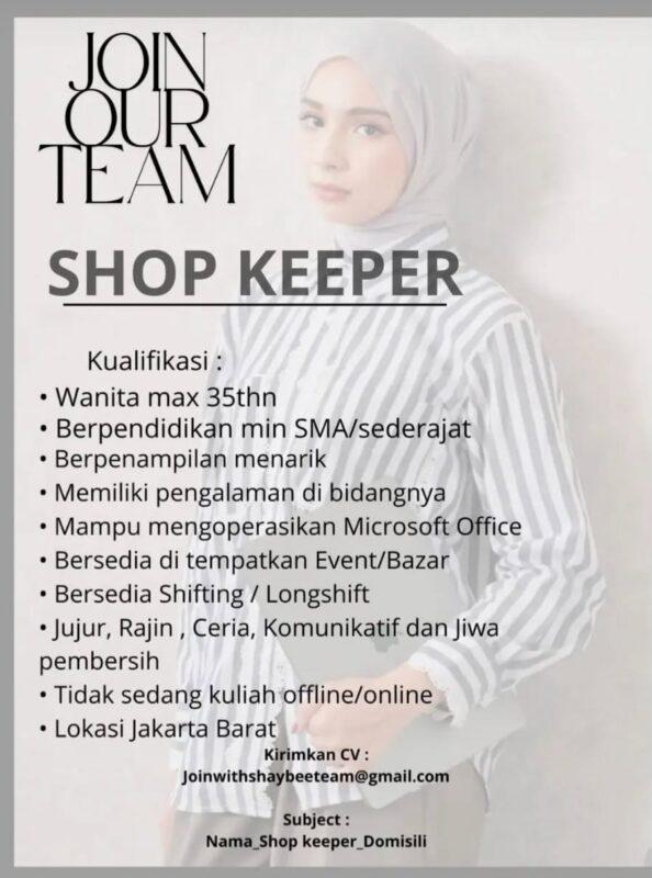 Lowongan Kerja Shop Keeper di Shaybee - JakartaKerja