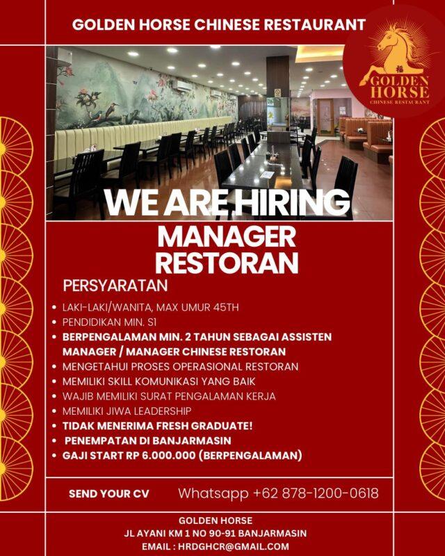 Lowongan Kerja Manager Restoran di Golden Horse Resto - JakartaKerja