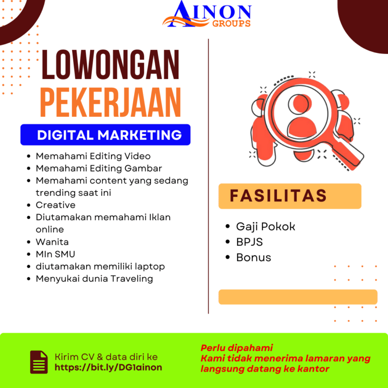 Lowongan Kerja Digital Marketing di PT. Ainon Untung Lestari (Ainon ...