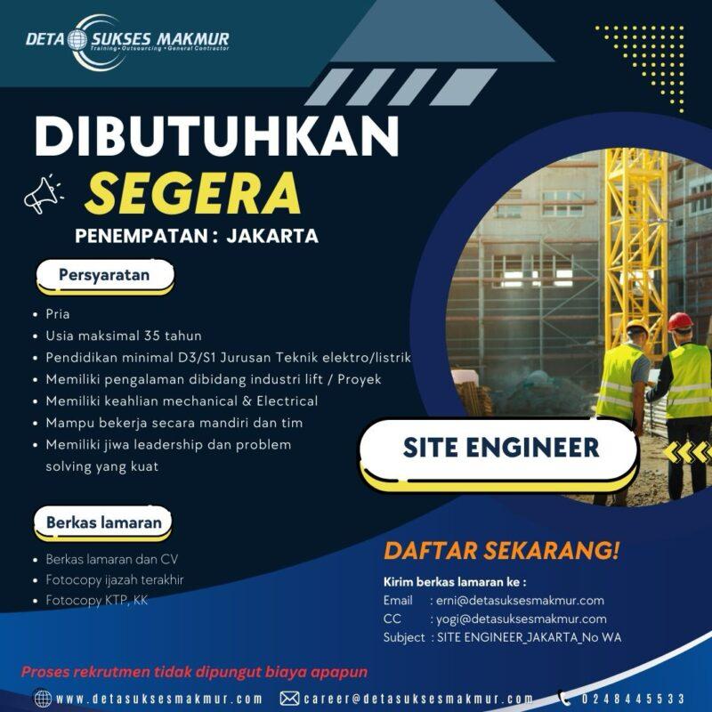 Lowongan Kerja Site Engineer - Teknisi Lift/ Elevator di PT. Deta ...