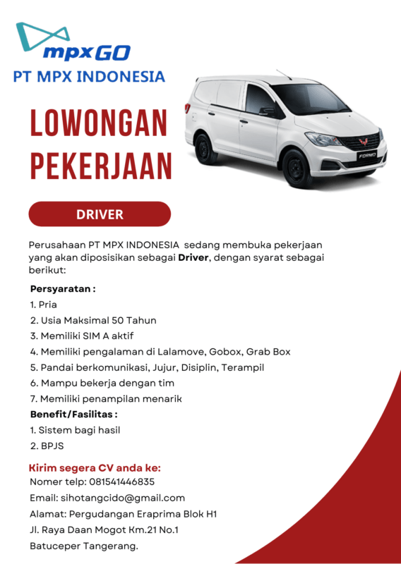 Lowongan Kerja Driver di PT. MPX Indonesia - JakartaKerja