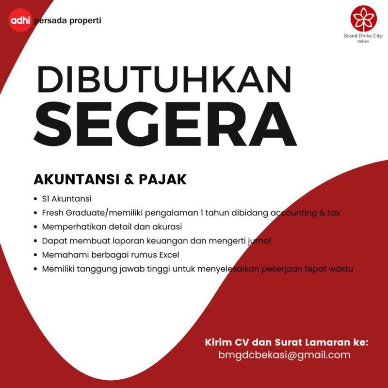 Lowongan Kerja Akuntansi & Pajak di Grand Dhika City Bekasi - JakartaKerja