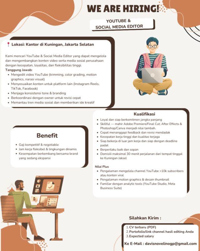 Lowongan Kerja Youtube & Social Media Editor - Copywriter & Creative ...