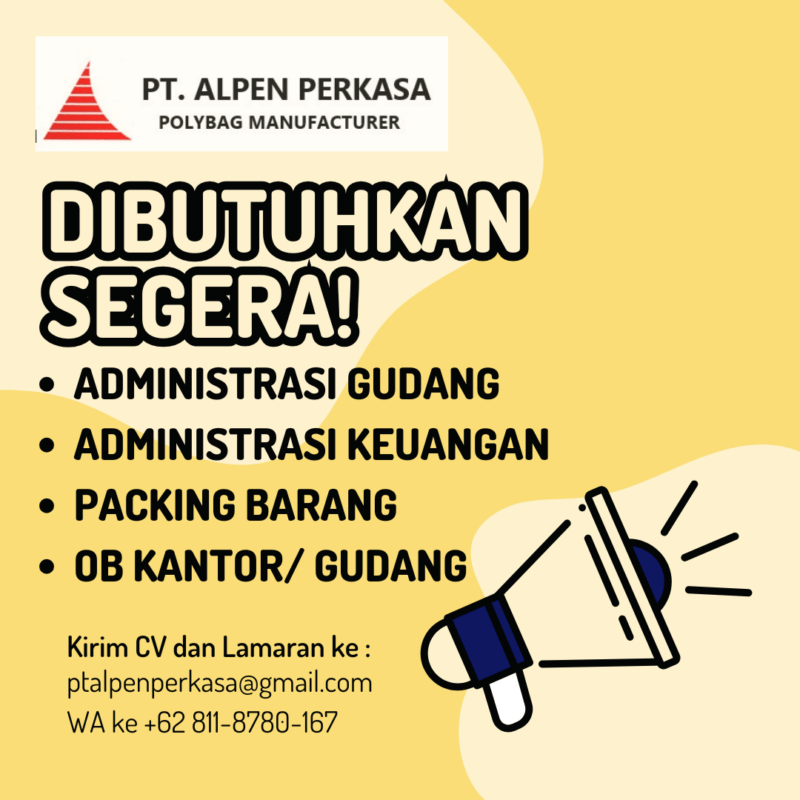 Lowongan Kerja Admin - Office Boy (OB) - Packing di PT. Alpen Perkasa ...
