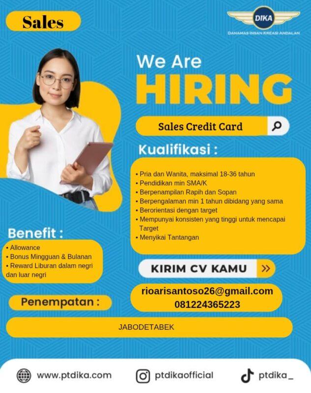 Lowongan Kerja Sales Credit Card di PT. Danamas Insan Kreasi Andalan - JakartaKerja