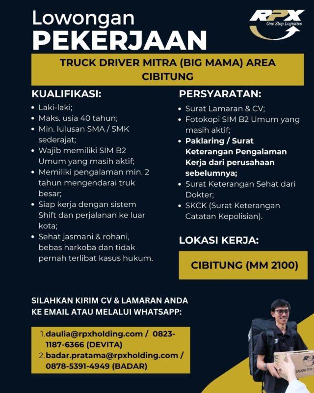 Lowongan Kerja Truck Driver Mitra di RPX One Stop Logistics - JakartaKerja