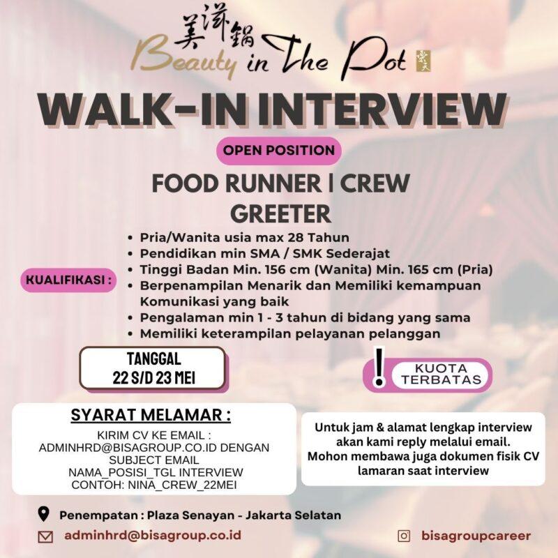 Lowongan Kerja Food Runner - Crew Greeter di Bisa Group - JakartaKerja