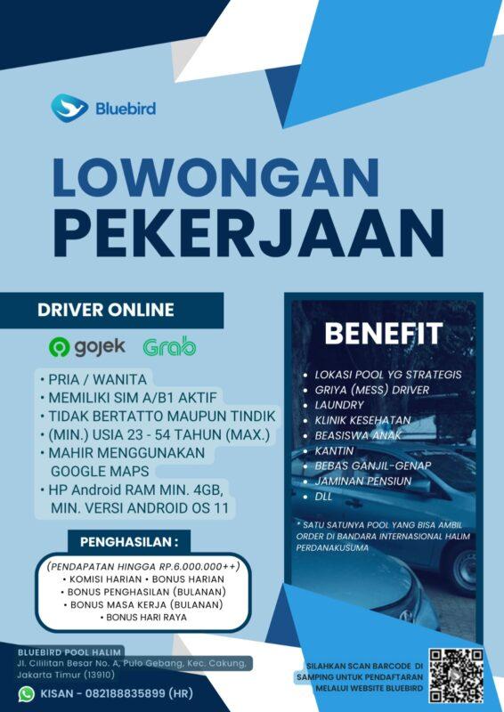 Lowongan Kerja Driver Online di Bluebird Group Pool Cililitan ...