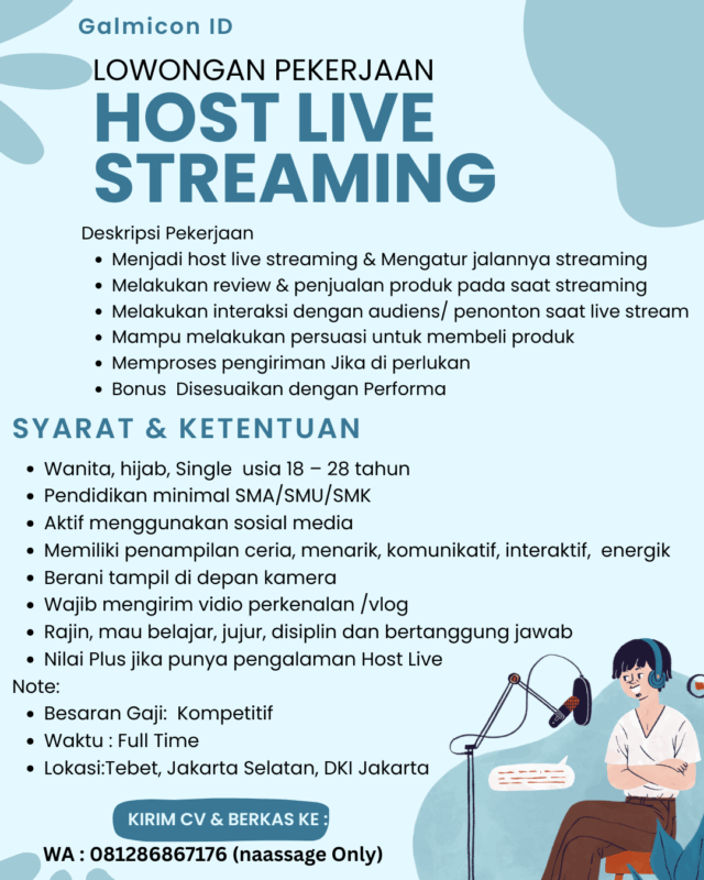 Lowongan Kerja Host Live Streaming di Glamicon Online Shop - JakartaKerja
