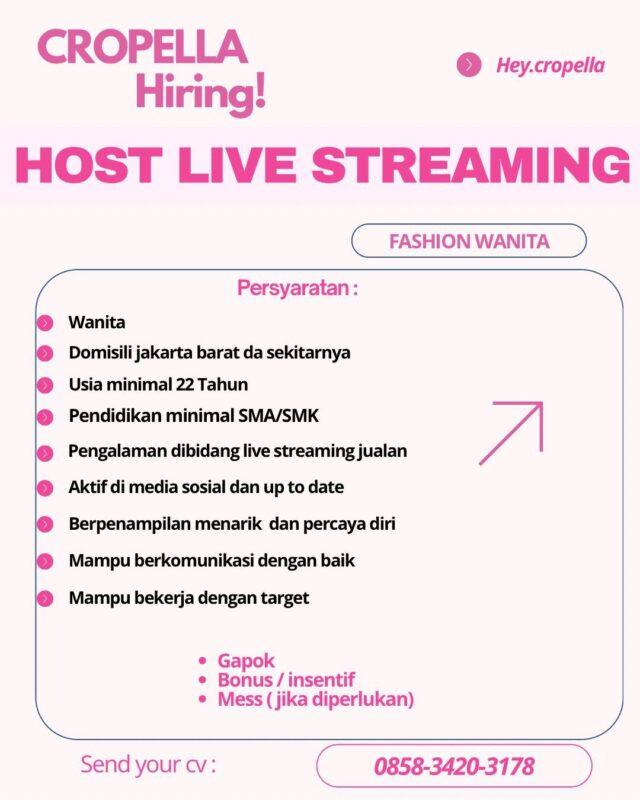 Lowongan Kerja Host Live Streaming di Hey.Cropella - JakartaKerja
