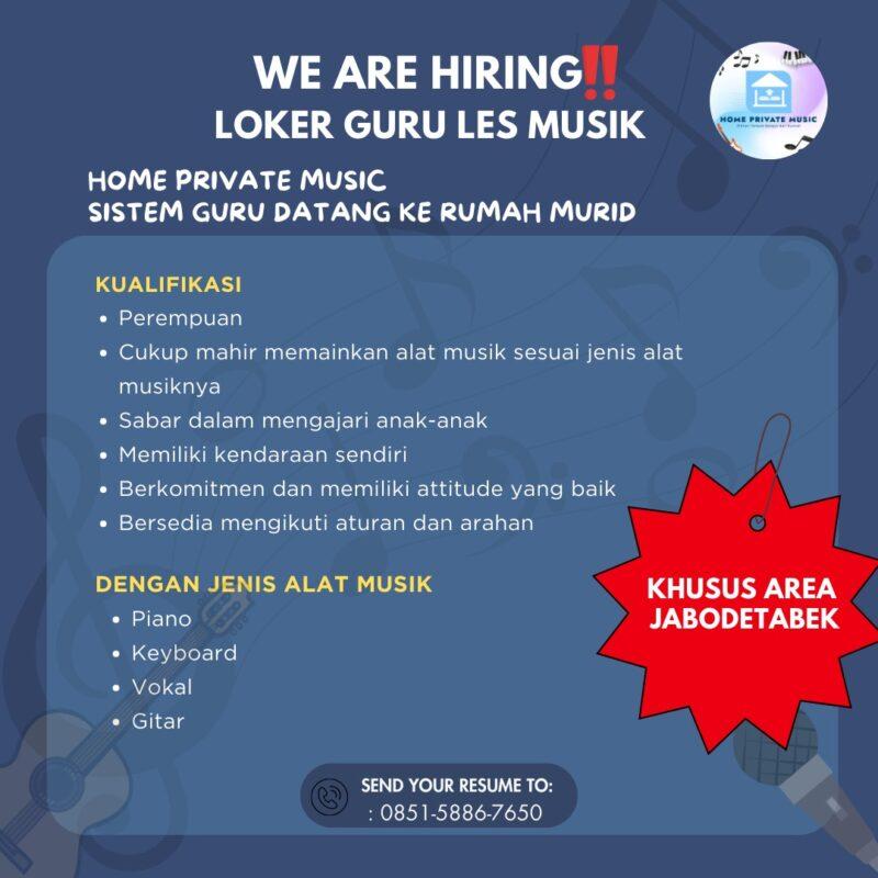 Lowongan Kerja Guru Les Musik di Home Private Music - JakartaKerja