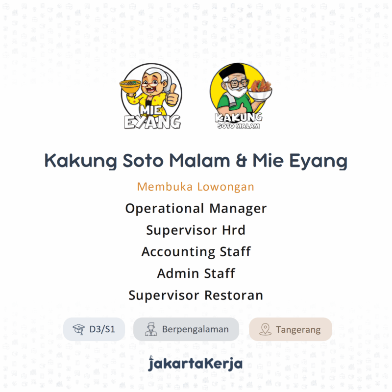 Lowongan Kerja Operational Manager Supervisor Hrd Accounting Staff