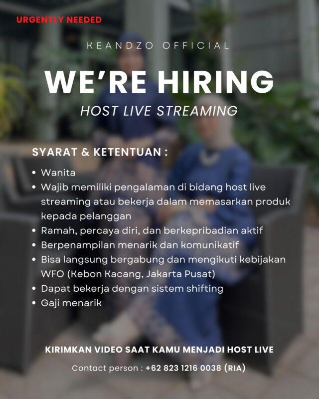 Lowongan Kerja Host Live Streaming di Keandzo Official - JakartaKerja