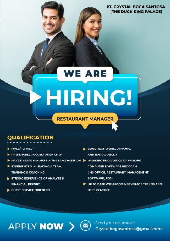 Lowongan Kerja Restaurant Manager di PT. Crystal Boga Sentosa ...