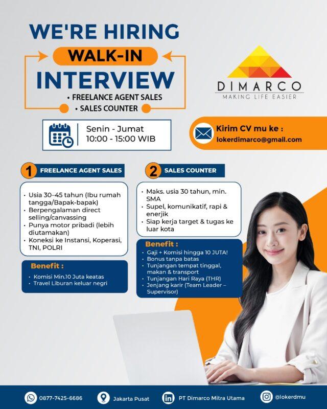 Lowongan Kerja Sales Counter di PT. Dimarco Mitra Utama - JakartaKerja