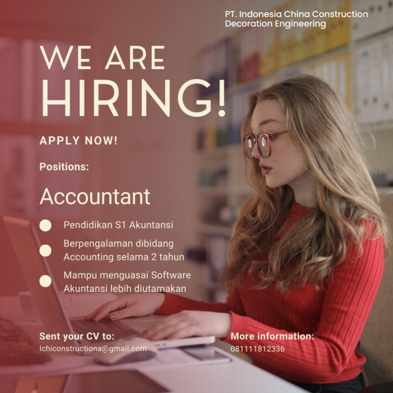 Lowongan Kerja Accountant - Supervisor Marketing di PT. Indonesia China ...