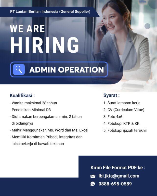 Lowongan Kerja Admin Operation di PT. Lautan Berlian Indonesia - JakartaKerja