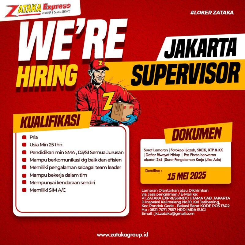 Lowongan Kerja Supervisor di PT. Zataka Expressindo Utama - JakartaKerja