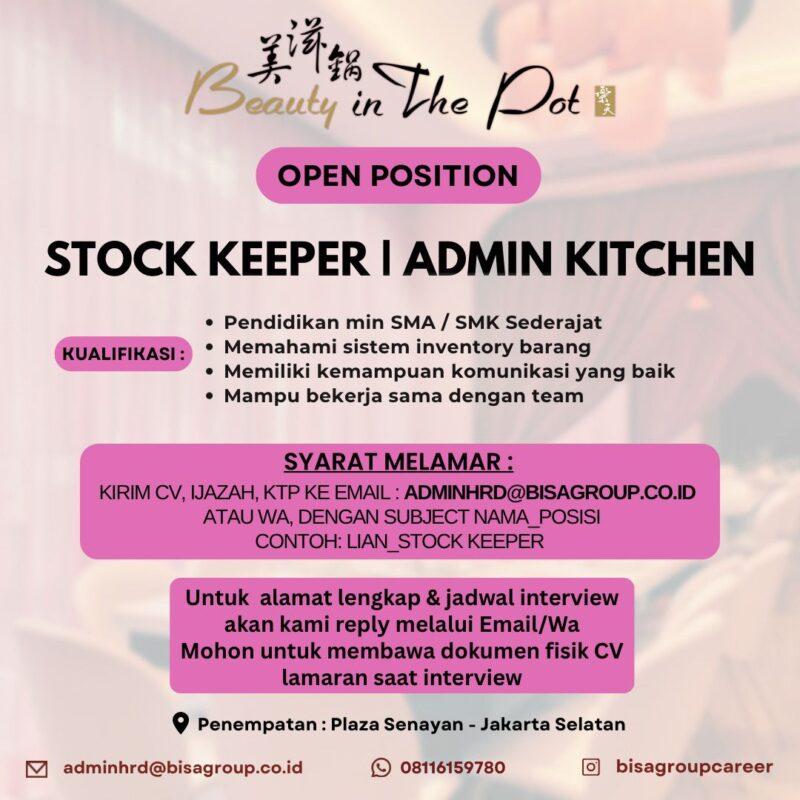 Lowongan Kerja Stock Keeper - Admin Kitchen di Bisa Group - JakartaKerja