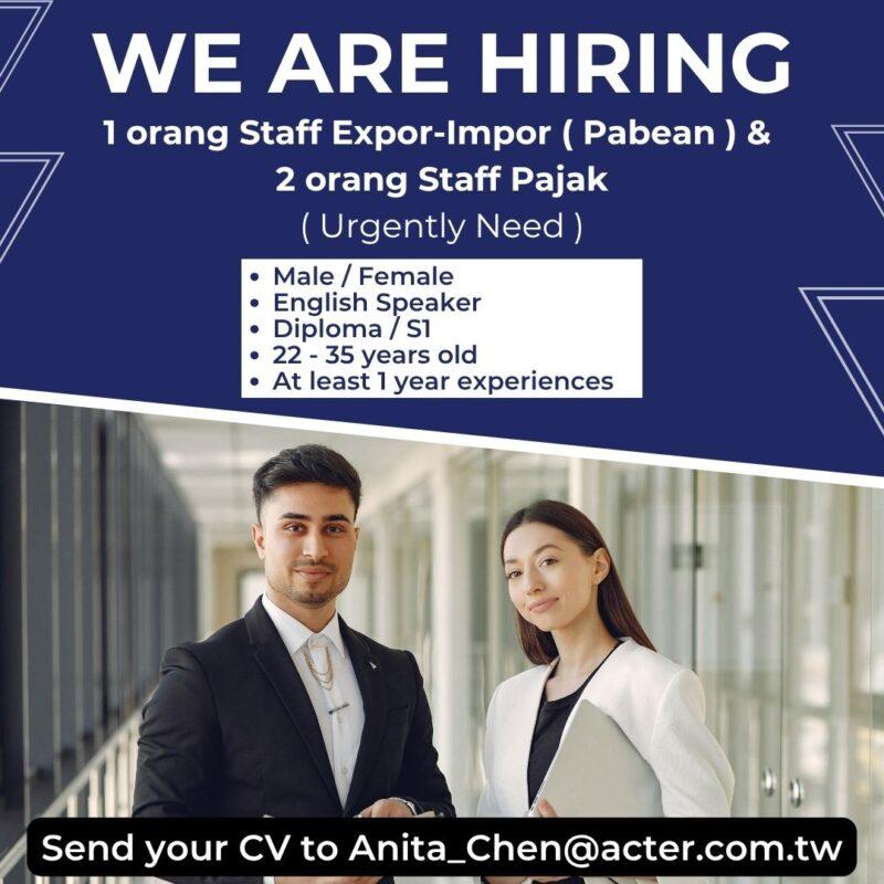Lowongan Kerja Staff Expor Impor (Pabean) - Staff Pajak di PT. Acter ...