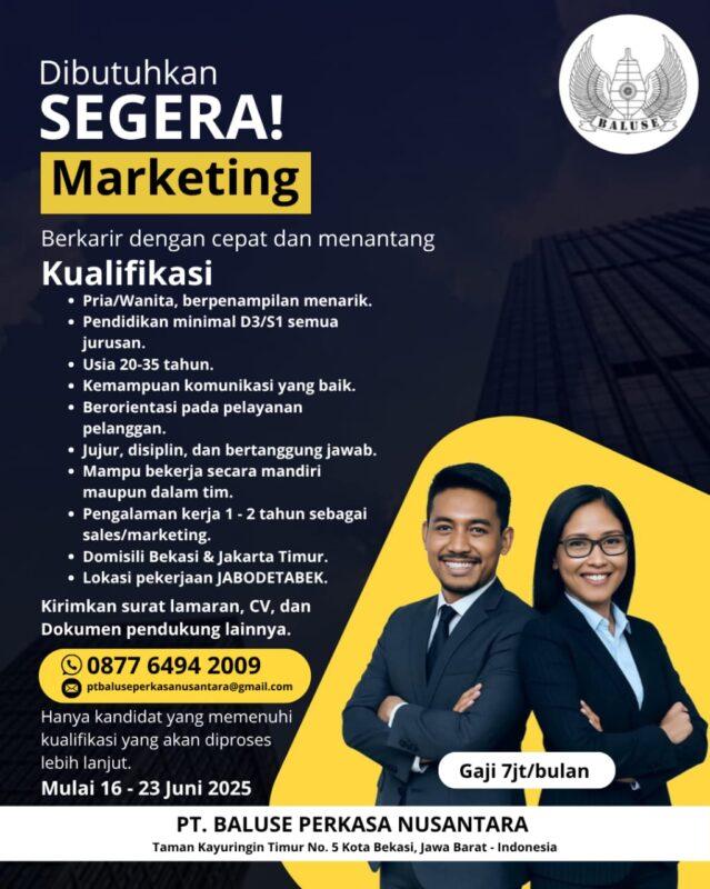 Lowongan Kerja Marketing di PT. Baluse Perkasa Nusantara - JakartaKerja