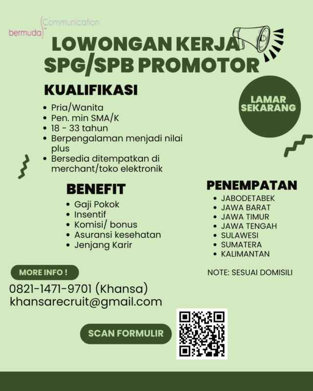 Lowongan Kerja SPG/ SPB Promotor di PT. Bermuda Communication - JakartaKerja