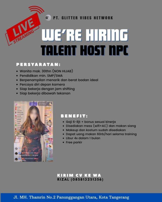 Lowongan Kerja Talent Host Live NPC - Talent Host Live Dance ...