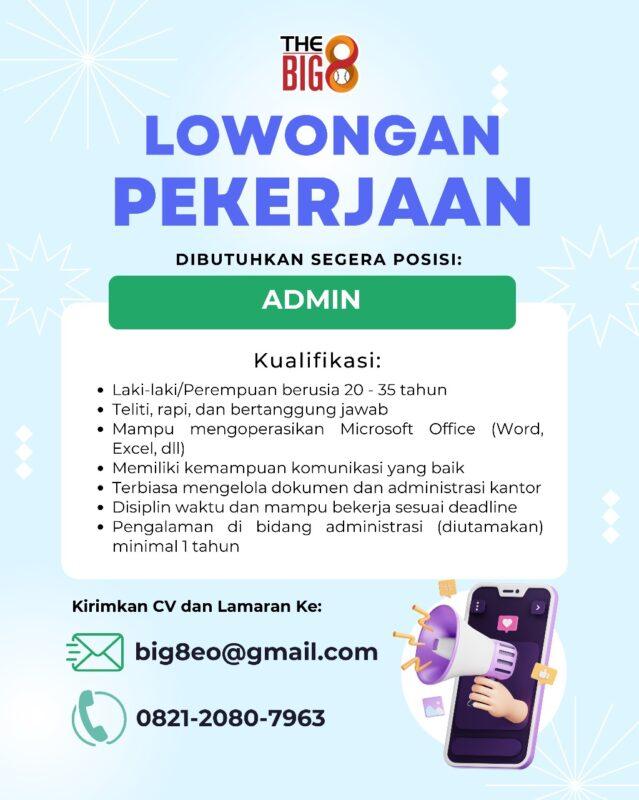 Lowongan Kerja Admin - Marketing Executive di PT. The Big 8 Event ...