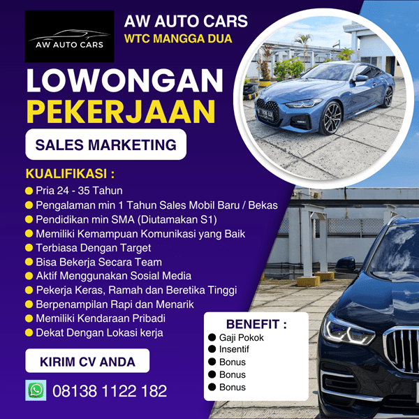 Lowongan Kerja Sales Mobil Bekas di AW Auto Cars - JakartaKerja