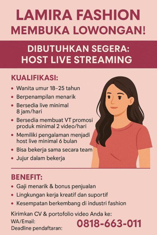 Lowongan Kerja Host Live Streaming di Lamira Fashion - JakartaKerja