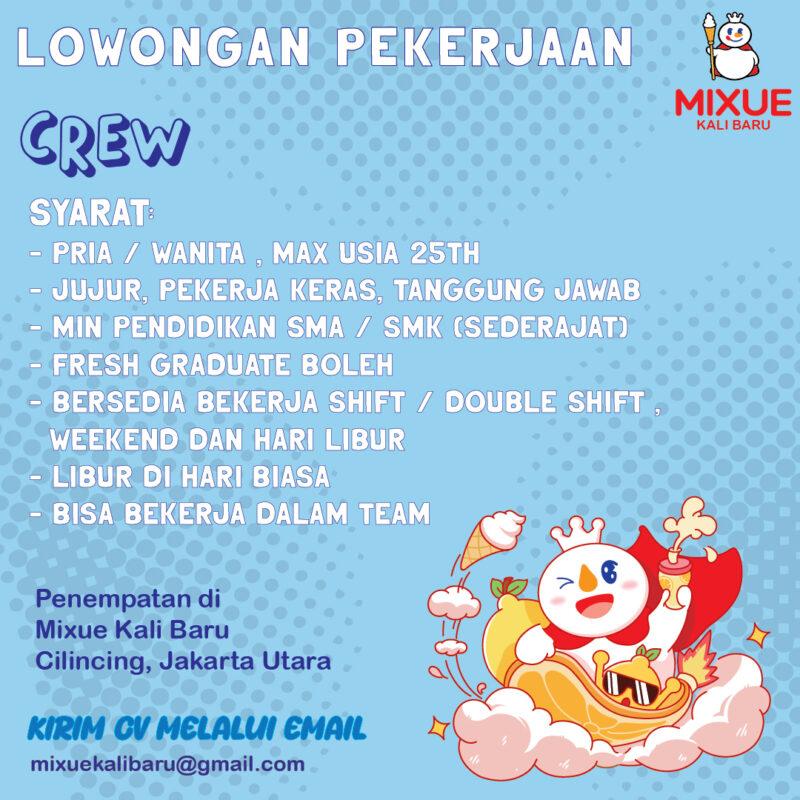 Lowongan Kerja Crew Outlet di Mixue Kalibaru - JakartaKerja