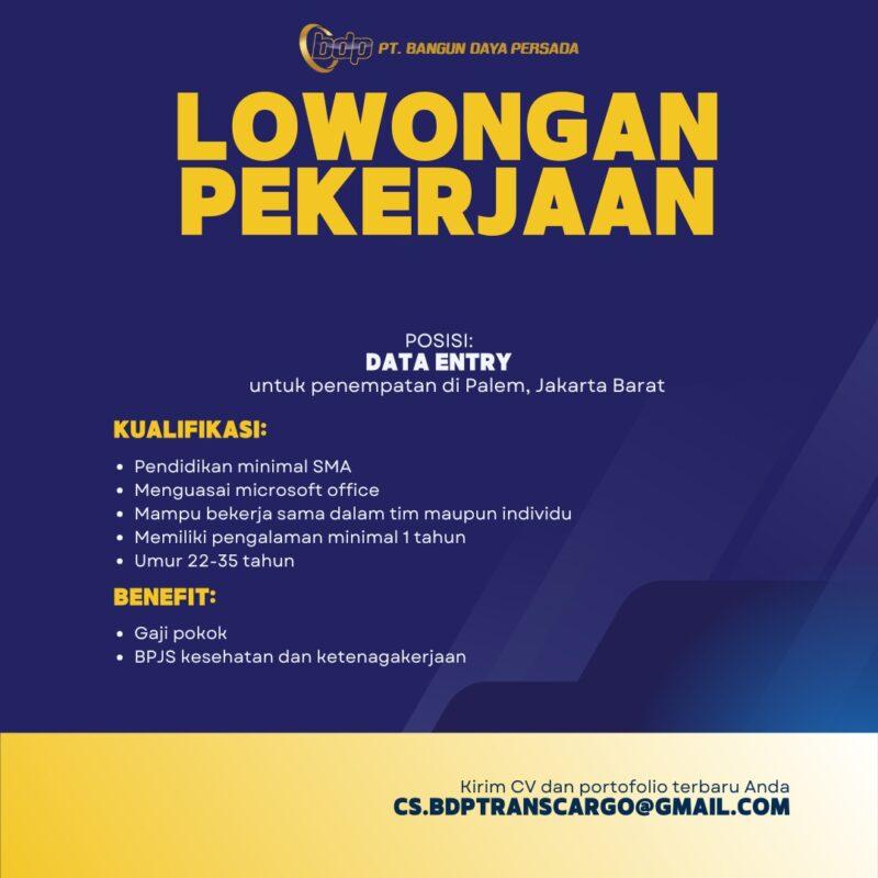 Lowongan Kerja Data Entry - Marketing Sales - Admin Operasional di PT ...