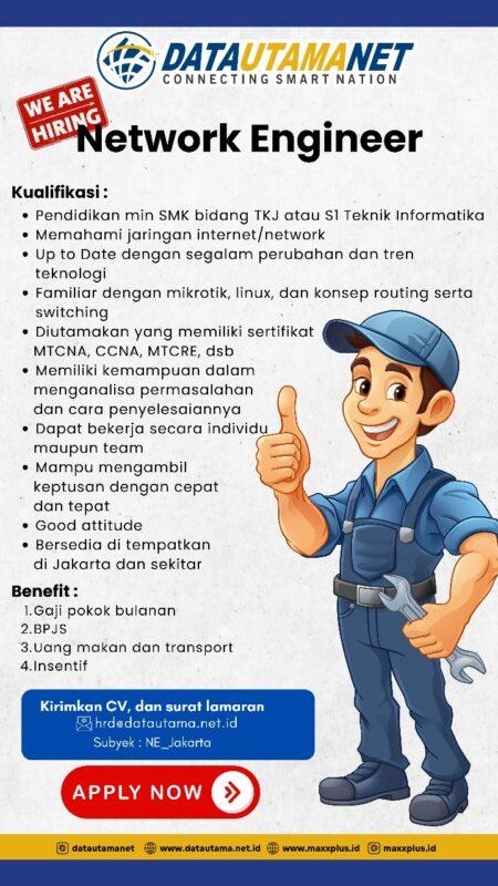 Lowongan Kerja Network Engineer di PT. Data Utama Dinamika - JakartaKerja