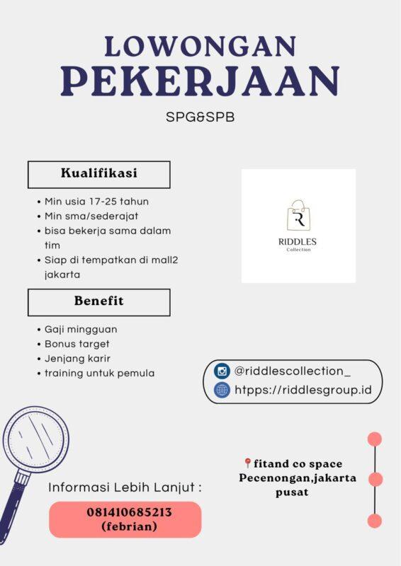 Lowongan Kerja SPG & SPB di Riddles Collection - JakartaKerja