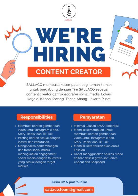 Lowongan Kerja Content Creator di Sallaco - JakartaKerja