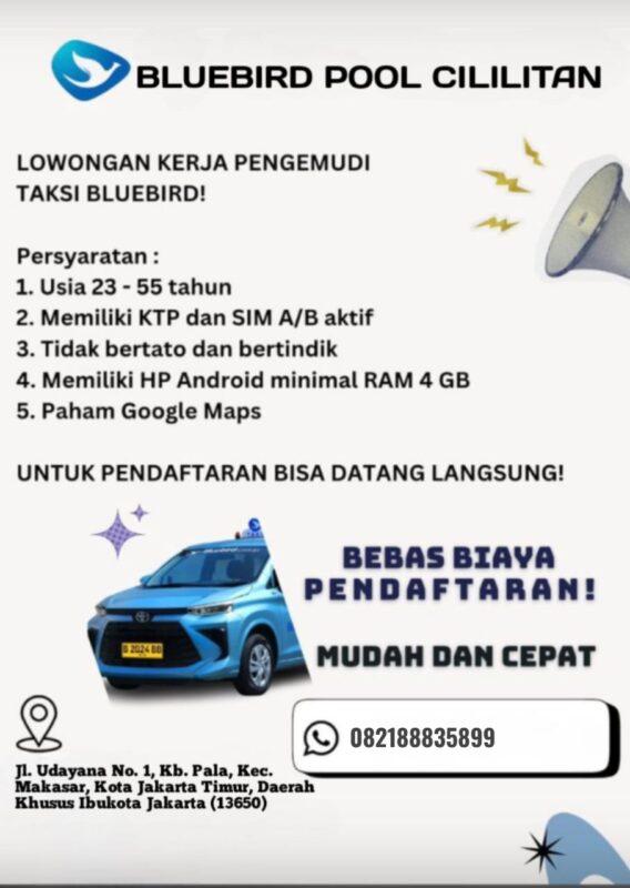 Lowongan Kerja Driver Online di Bluebird Group Pool Cililitan ...