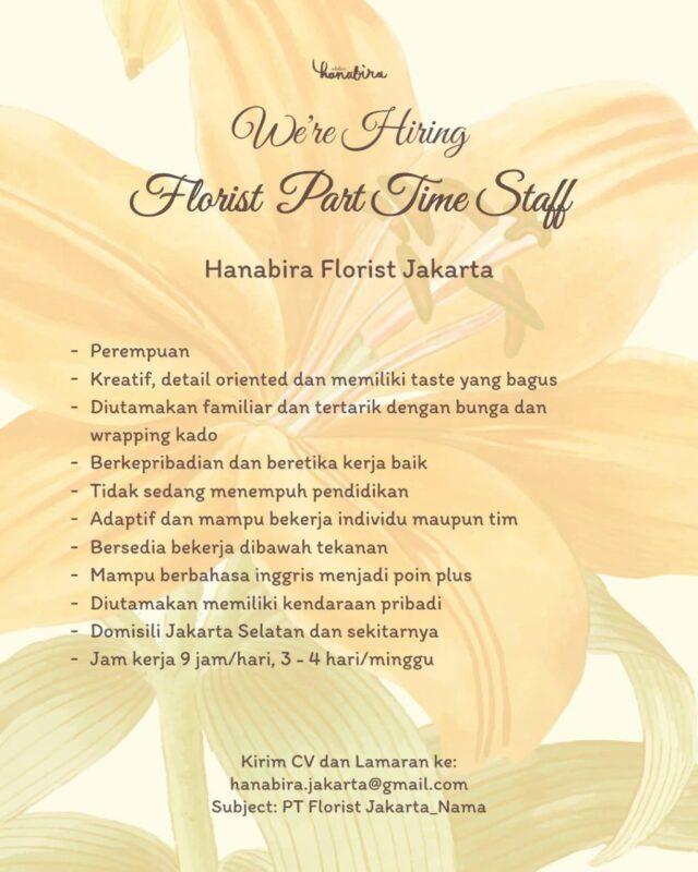 Lowongan Kerja Florist Part Time Staff - Admin Part Time Staff di CV ...