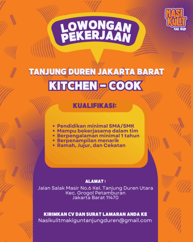 Lowongan Kerja Kitchen - Cook di Nasi Kulit Mak Igun - JakartaKerja