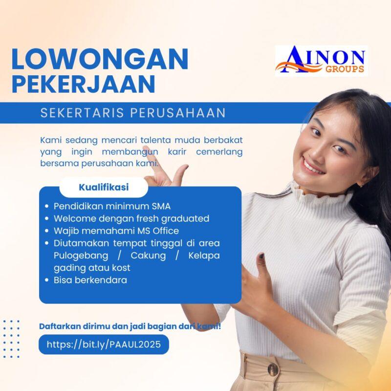 Lowongan Kerja Sekretaris di PT. Ainon Untung Lestari (Ainon Groups ...
