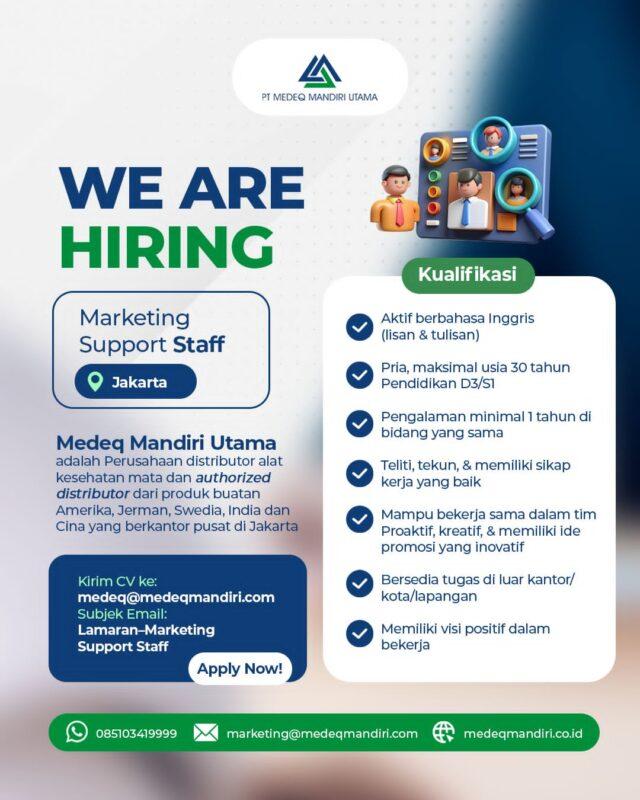 Lowongan Kerja Marketing Support Staff di PT. Medeq Mandiri Utama - JakartaKerja