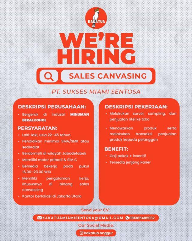 Lowongan Kerja Sales Canvasing di PT. Sukses Miami Sentosa (Brand ...
