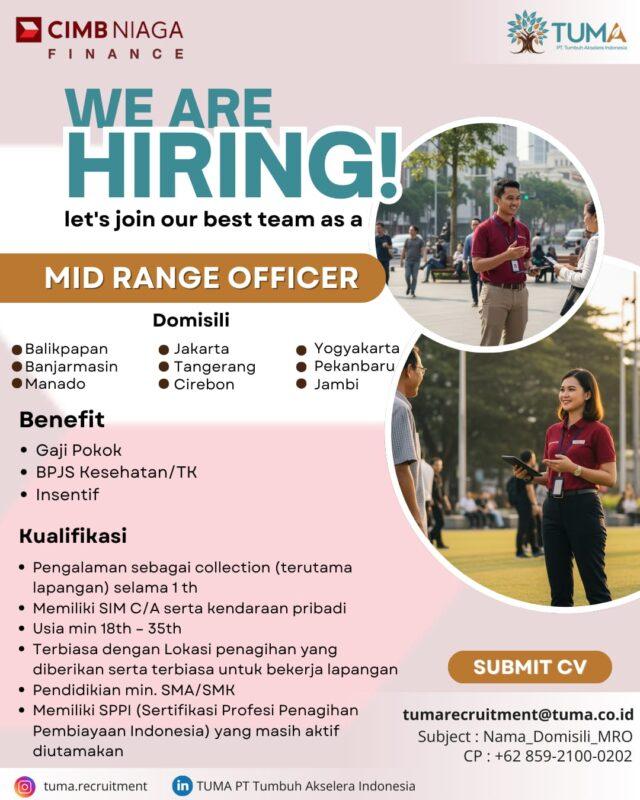 Lowongan Kerja MID Range Officer di PT. Tumbuh Akselera Indonesia (TUMA ...