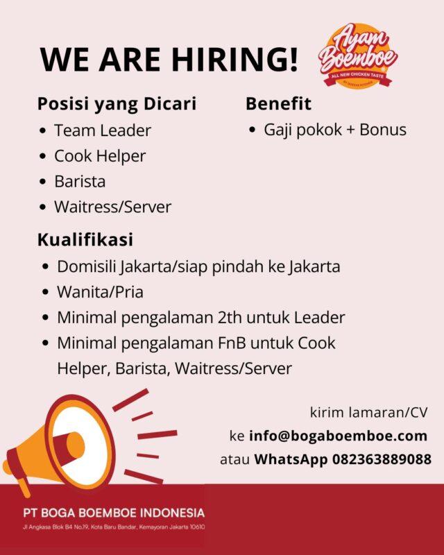 Lowongan Kerja Team Leader - Cook Helper - Barista - Waitress/ Server ...