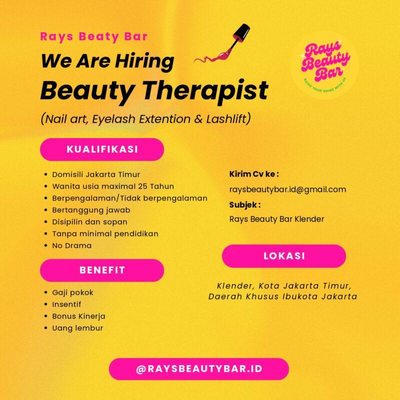 Lowongan Kerja Beauty Therapist di Rays Beauty Bar - JakartaKerja