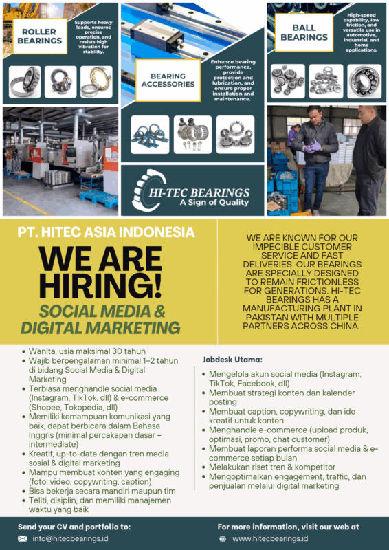 Lowongan Kerja Social Media - Digital Marketing di Hi-Tec Bearing (PT ...