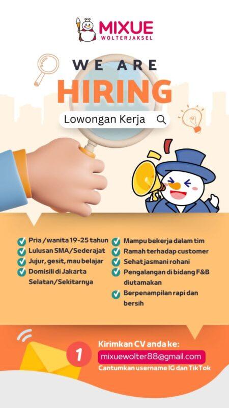 Lowongan Kerja Crew Store di Mixue Wolter Monginsidi - JakartaKerja