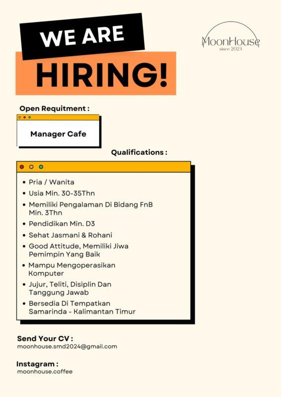 Lowongan Kerja Manager Cafe di Moon House Coffee - JakartaKerja