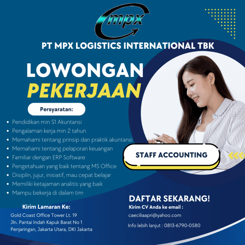 Lowongan Kerja Staff Accountingdi PT. MPX Logistics International - JakartaKerja