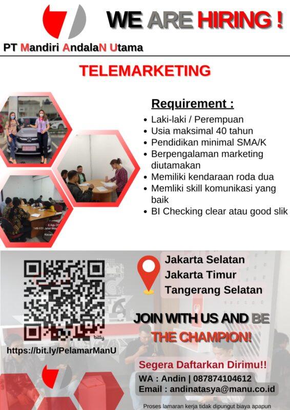 Lowongan Kerja Telemarketing di PT. Mandiri Andalan Utama - JakartaKerja